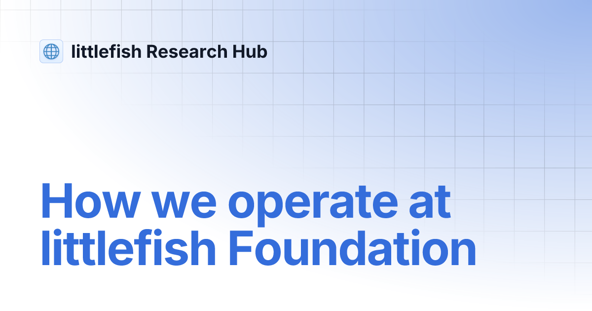How we operate at littlefish Foundation | littlefish Research Hub